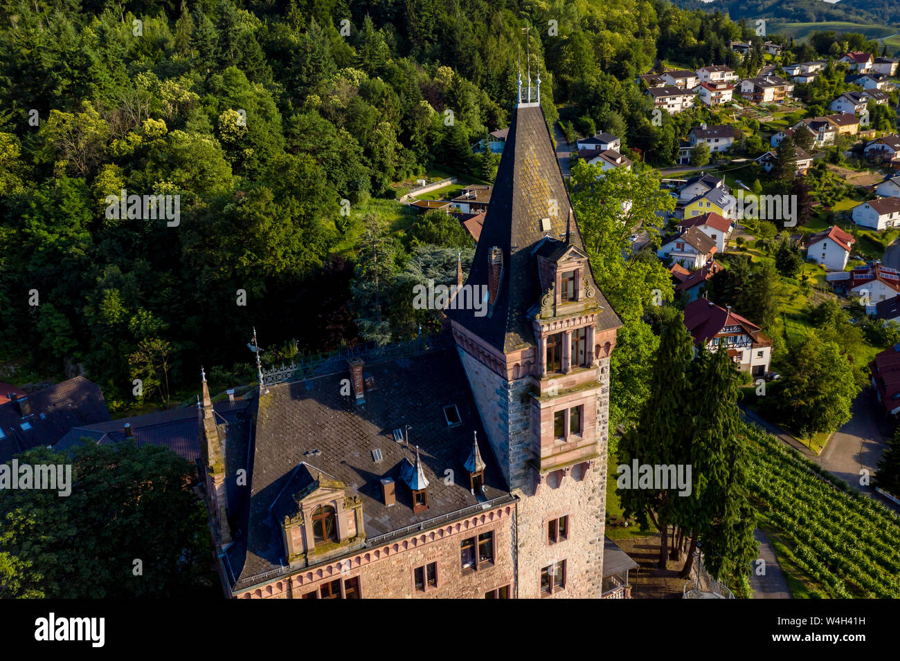 Aerial view of old feudal castle Burg Rodech, Germany Stock Photo - Alamy
