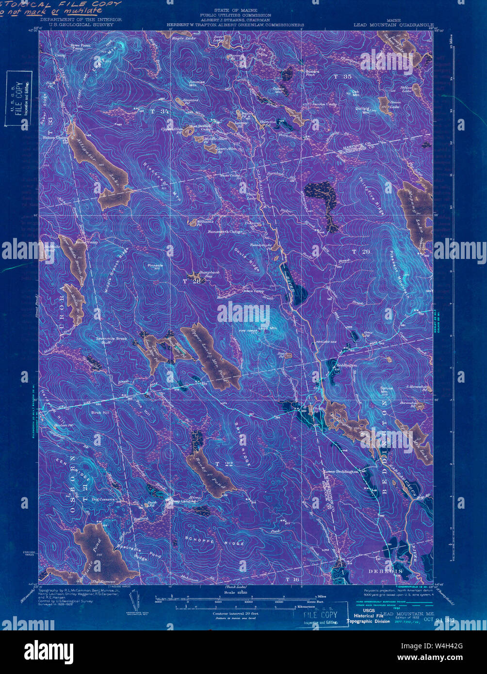 Maine USGS Historical Map Lead Mountain 807546 1932 62500 Inversion ...