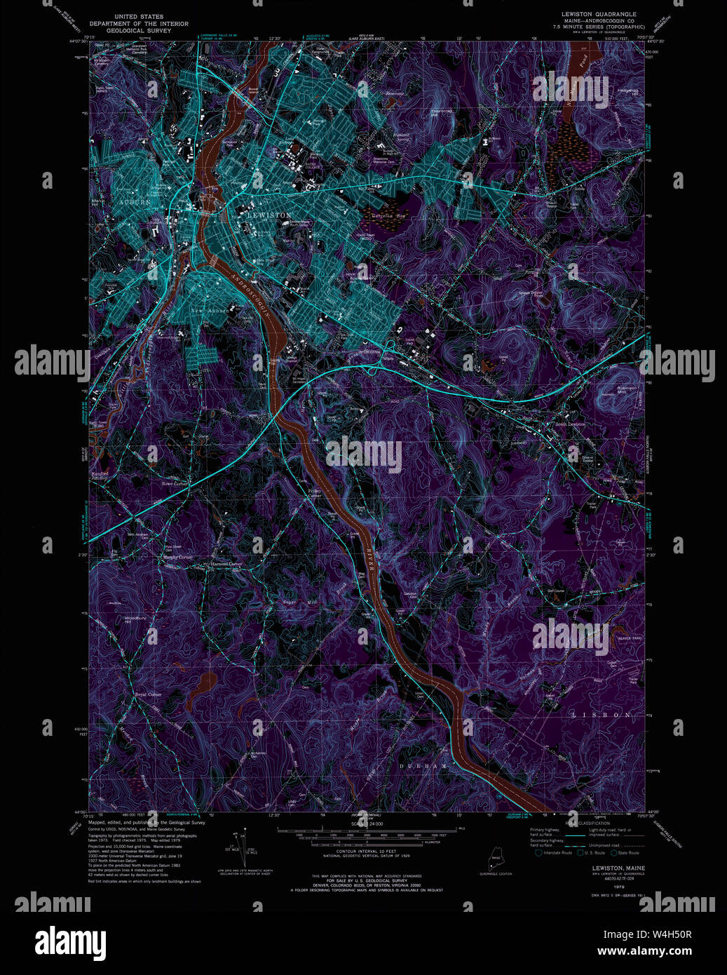 Lewiston maine map hi-res stock photography and images - Alamy