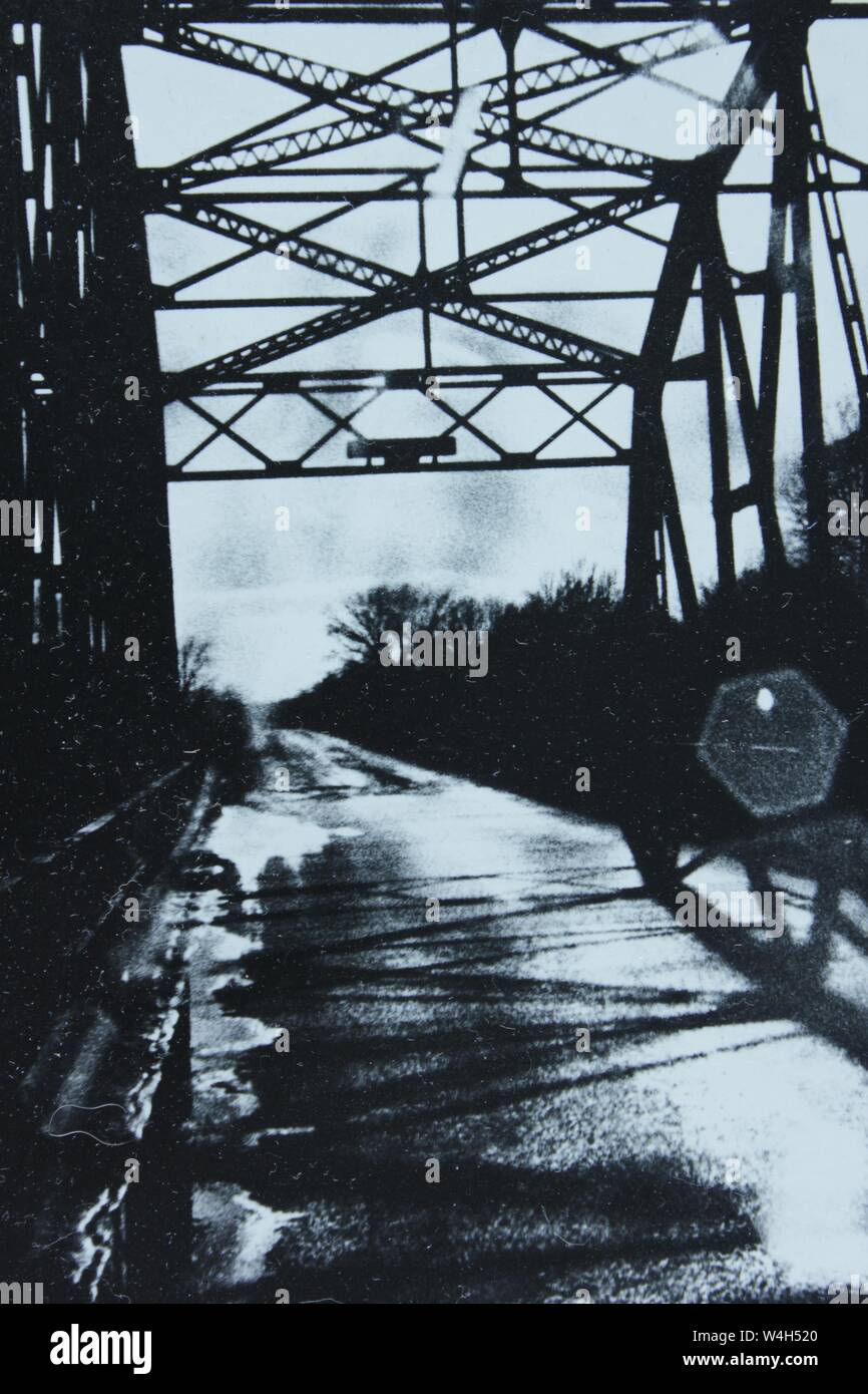 Fine black and white art photography from the 1970s of a steel bridge ...
