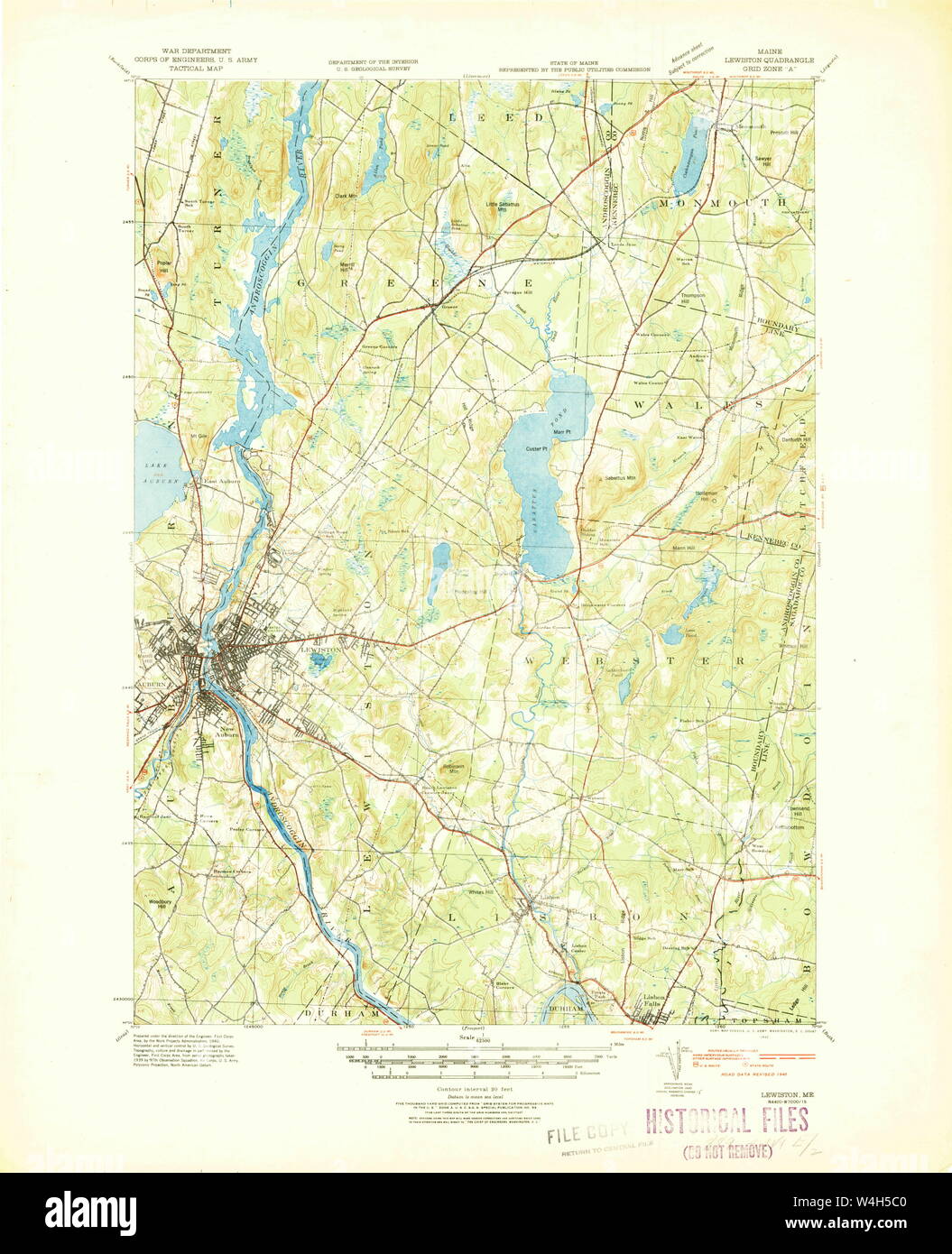 Maine USGS Historical Map Lewiston 460546 1942 62500 Restoration Stock ...