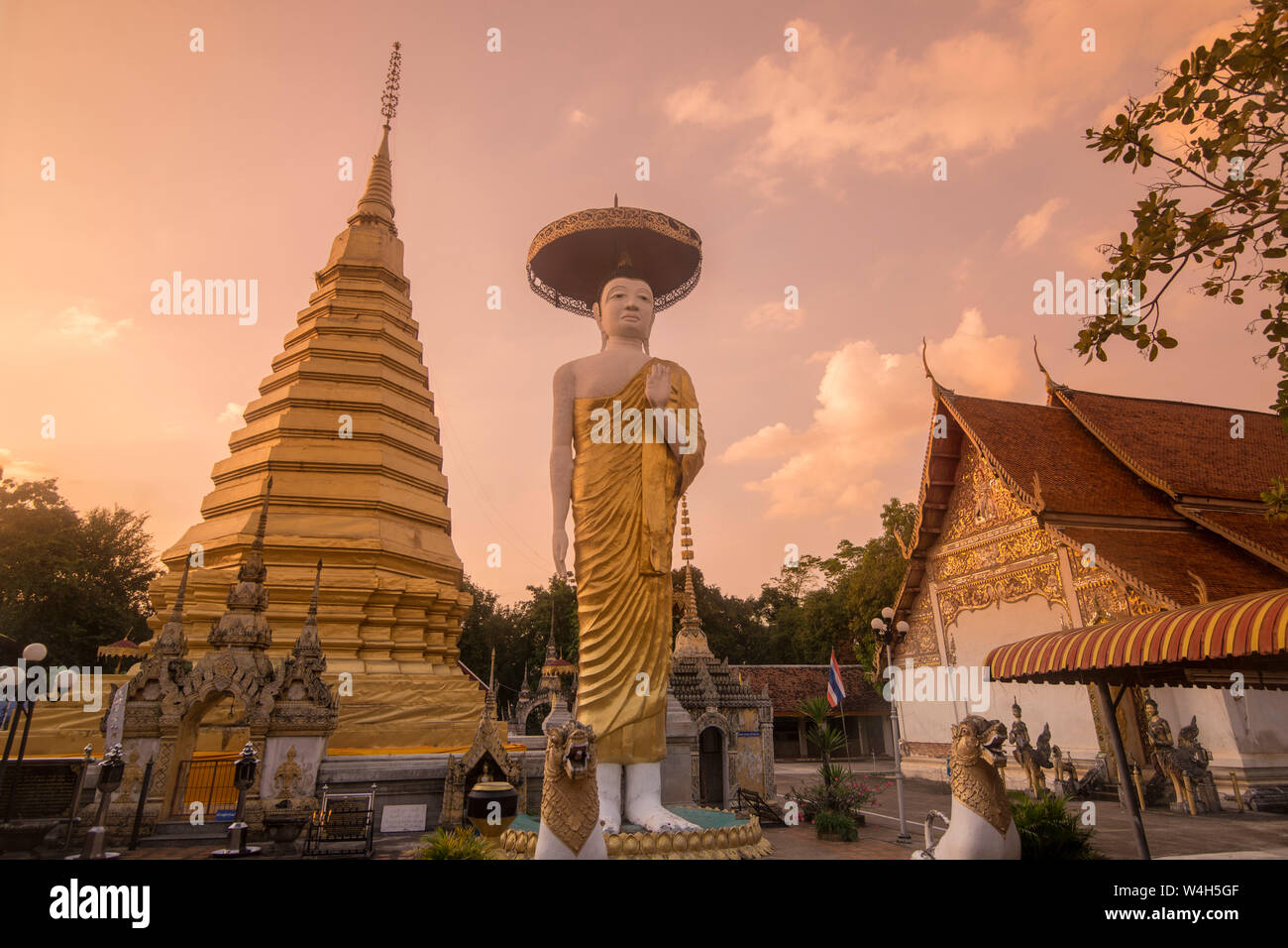 The Wat Phra That Chom Chaeng Temple near the city of Phrae in the ...