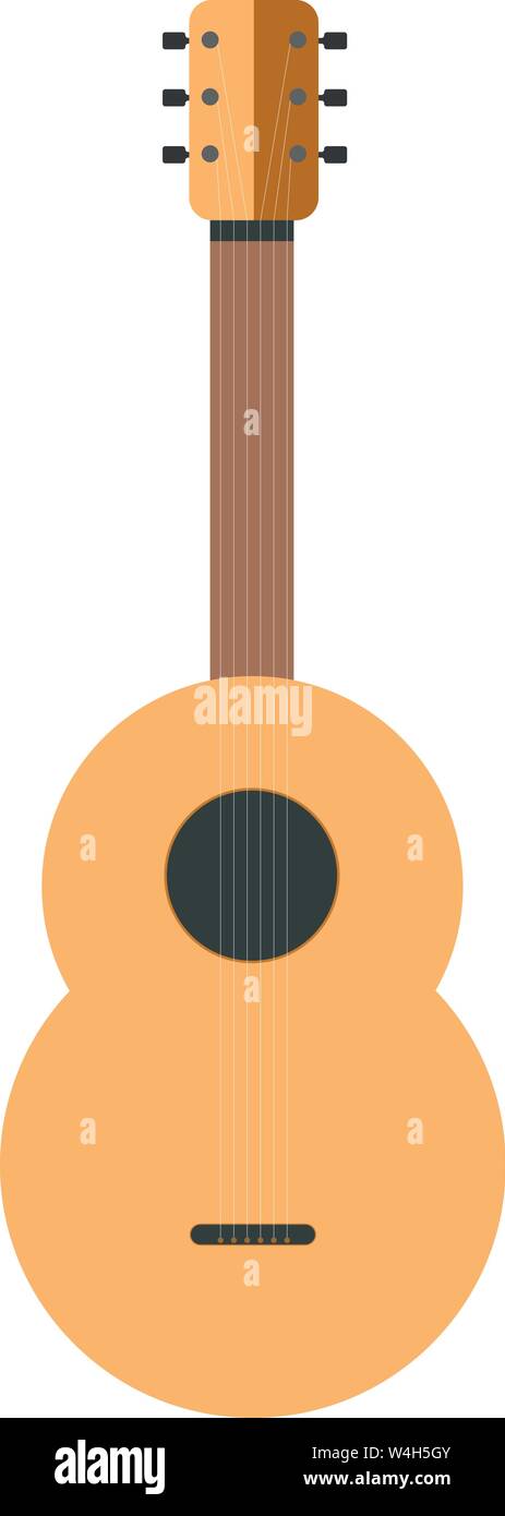 Minimalistic flat acoustic guitar with few simple warm colors Stock ...