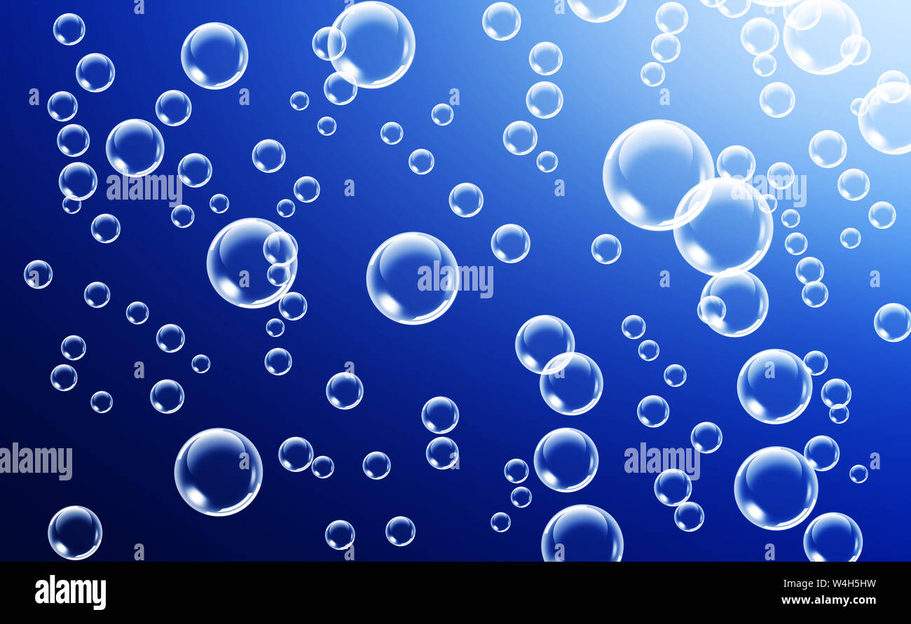 Frame filled with white bubbles on blue gradient background Stock Photo ...