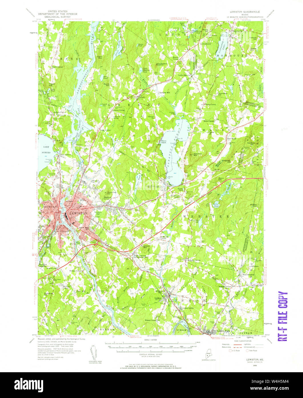 Maine USGS Historical Map Lewiston 460550 1956 62500 Restoration Stock ...