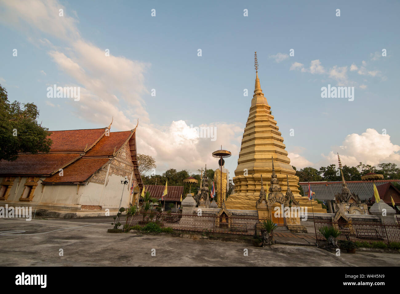 The Wat Phra That Chom Chaeng Temple near the city of Phrae in the ...