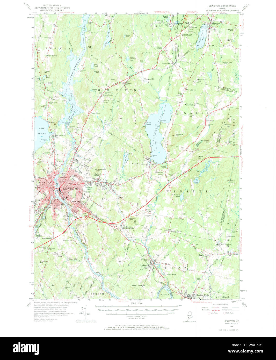 Maine USGS Historical Map Lewiston 460551 1956 62500 Restoration Stock ...