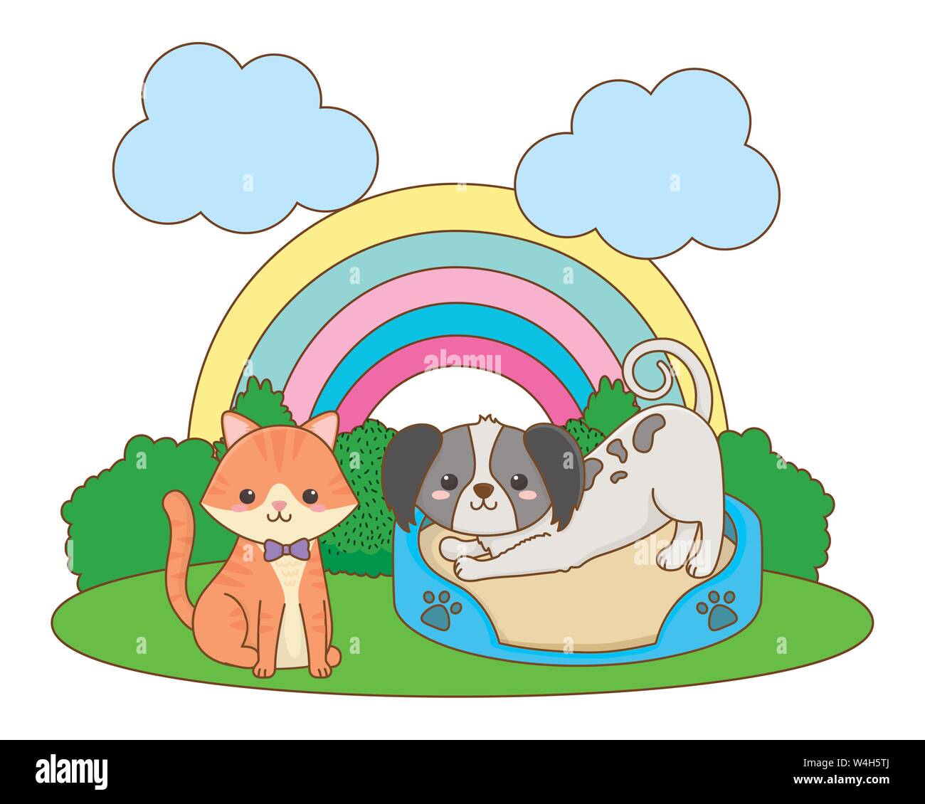 Cat and dog cartoon design, Mascot pet animal domestic cute life nature ...