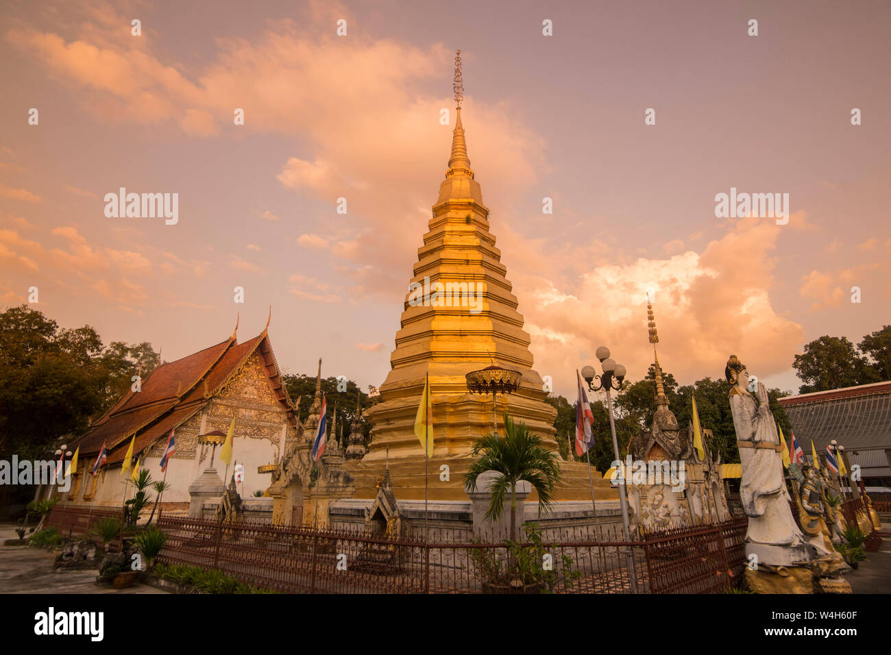 The Wat Phra That Chom Chaeng Temple near the city of Phrae in the ...