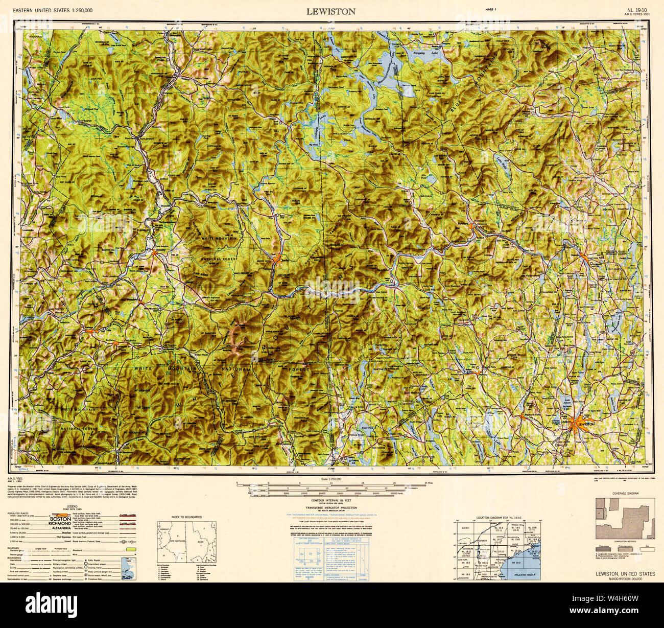 Maine USGS Historical Map Lewiston 707443 1950 250000 Restoration Stock ...