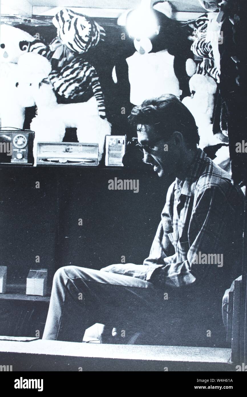 Fine black and white art photography from the 1970s of a carnie working ...