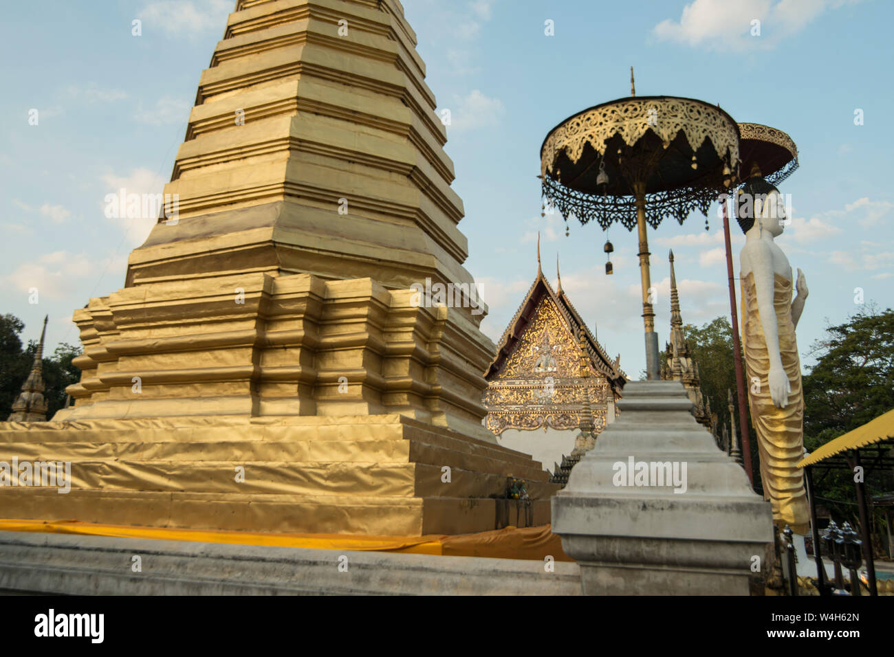 The Wat Phra That Chom Chaeng Temple near the city of Phrae in the ...
