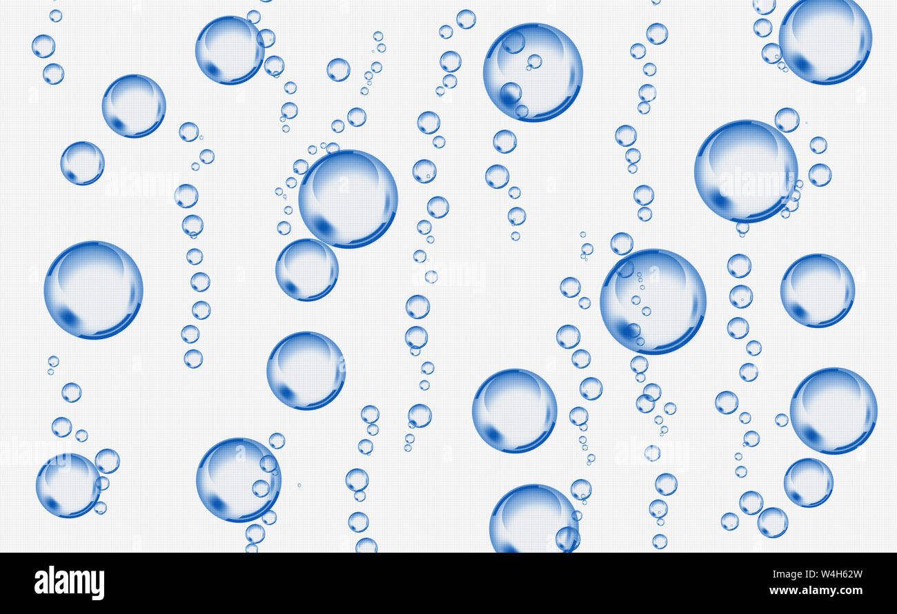 A cluster of blue bubbles on a textured gray background Stock Photo - Alamy