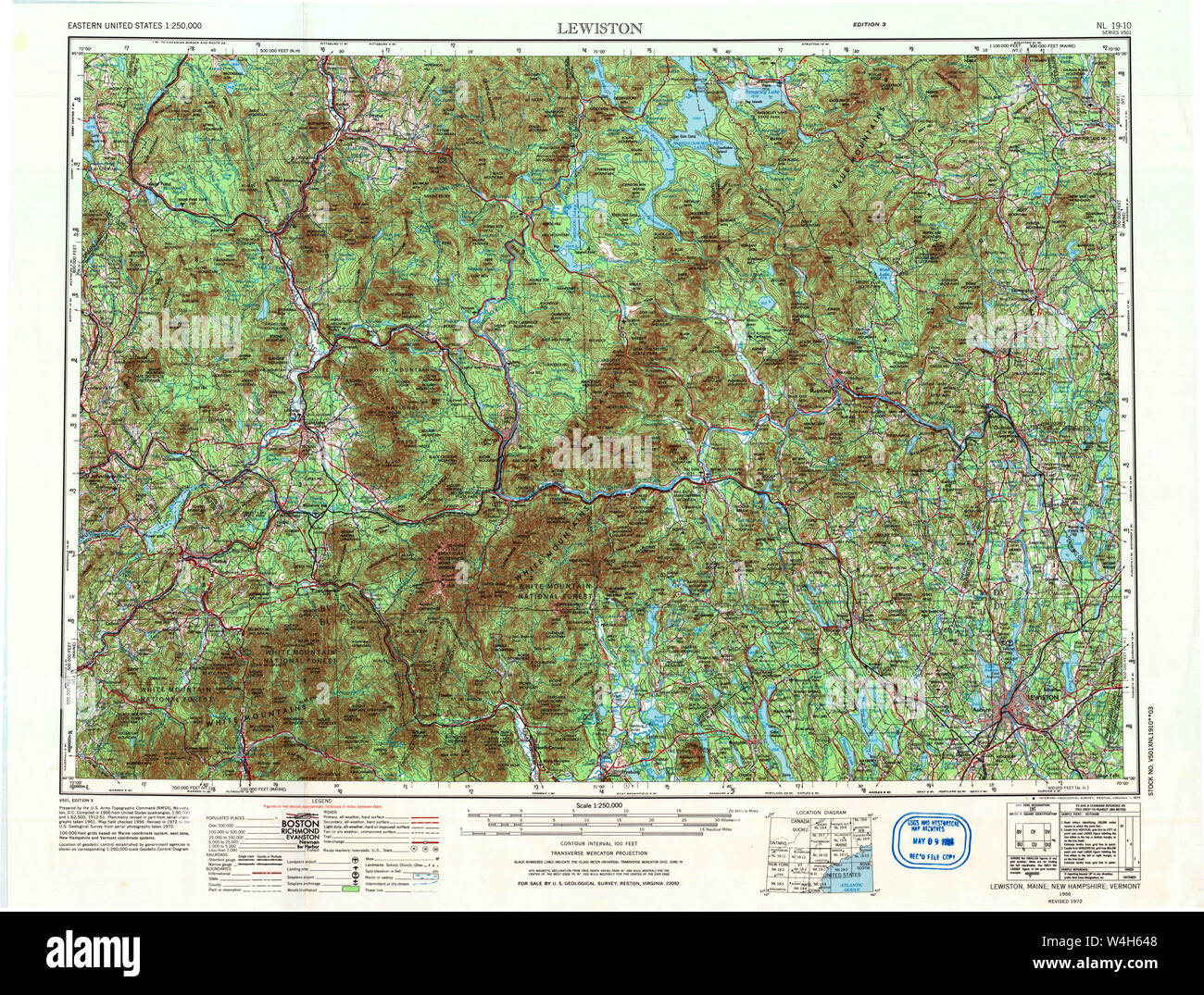 Maine USGS Historical Map Lewiston 806837 1956 250000 Restoration Stock ...