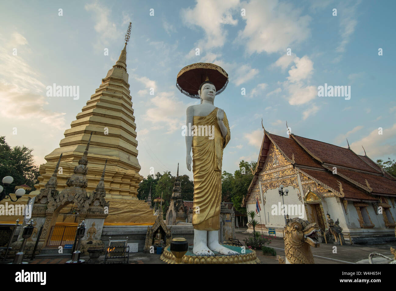 The Wat Phra That Chom Chaeng Temple near the city of Phrae in the ...