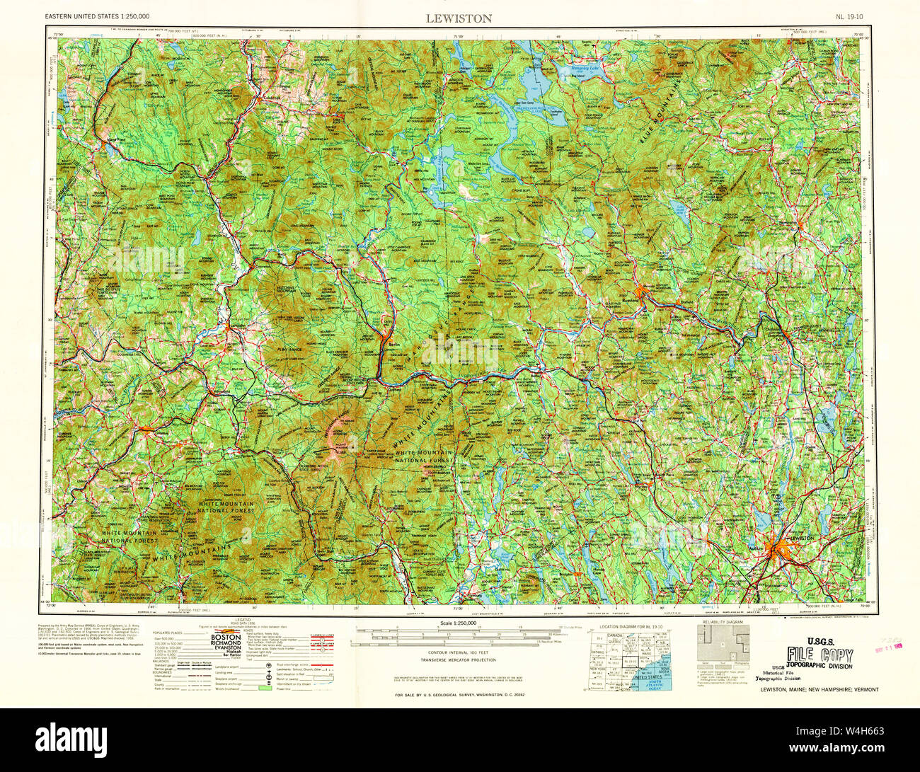 Maine USGS Historical Map Lewiston 806838 1969 250000 Restoration Stock ...