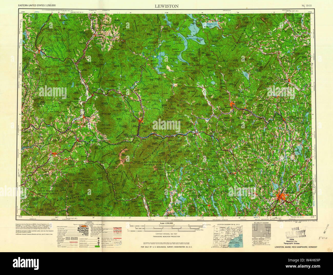 Maine USGS Historical Map Lewiston 806839 1962 250000 Restoration Stock ...