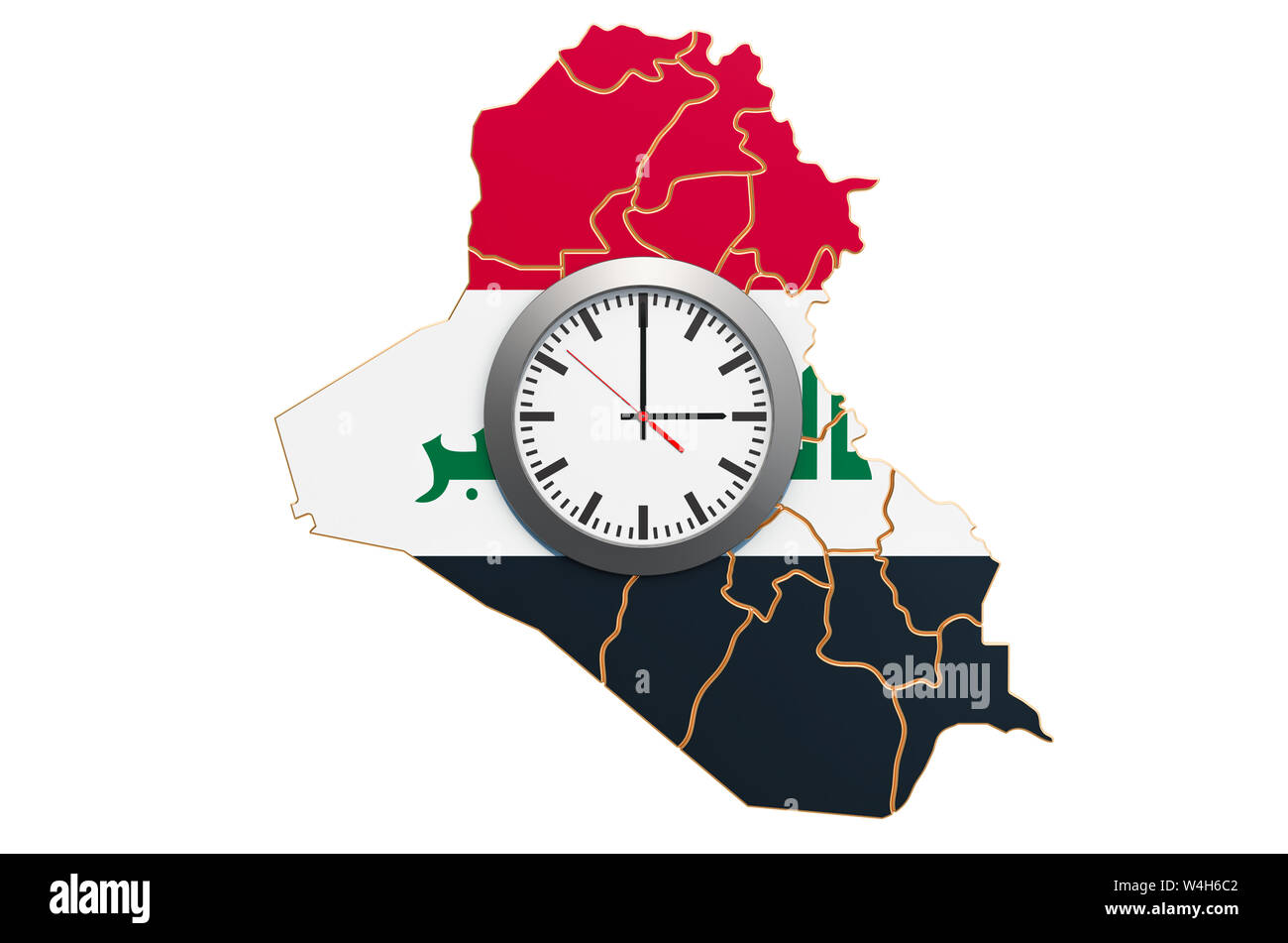 Time Zones in Iraq concept. 3D rendering isolated on white background ...