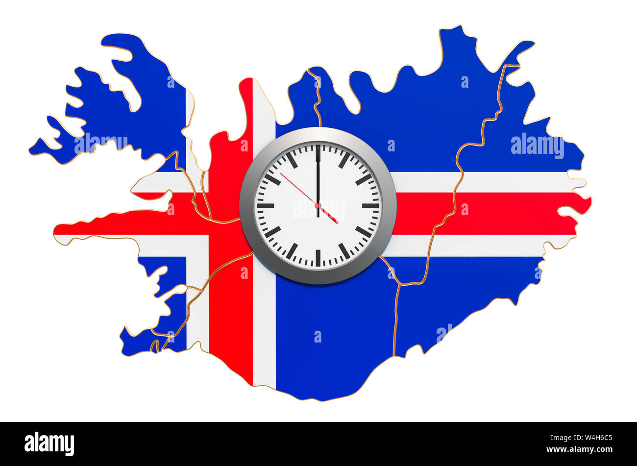 Time Zones in Iceland concept. 3D rendering isolated on white ...