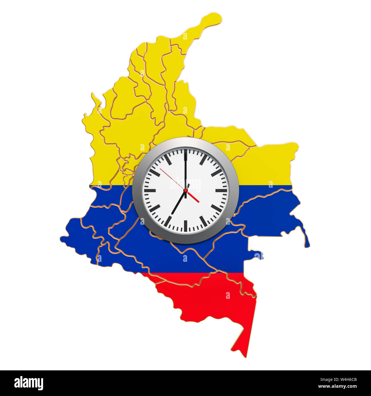 Time Zones in Columbia concept. 3D rendering isolated on white ...