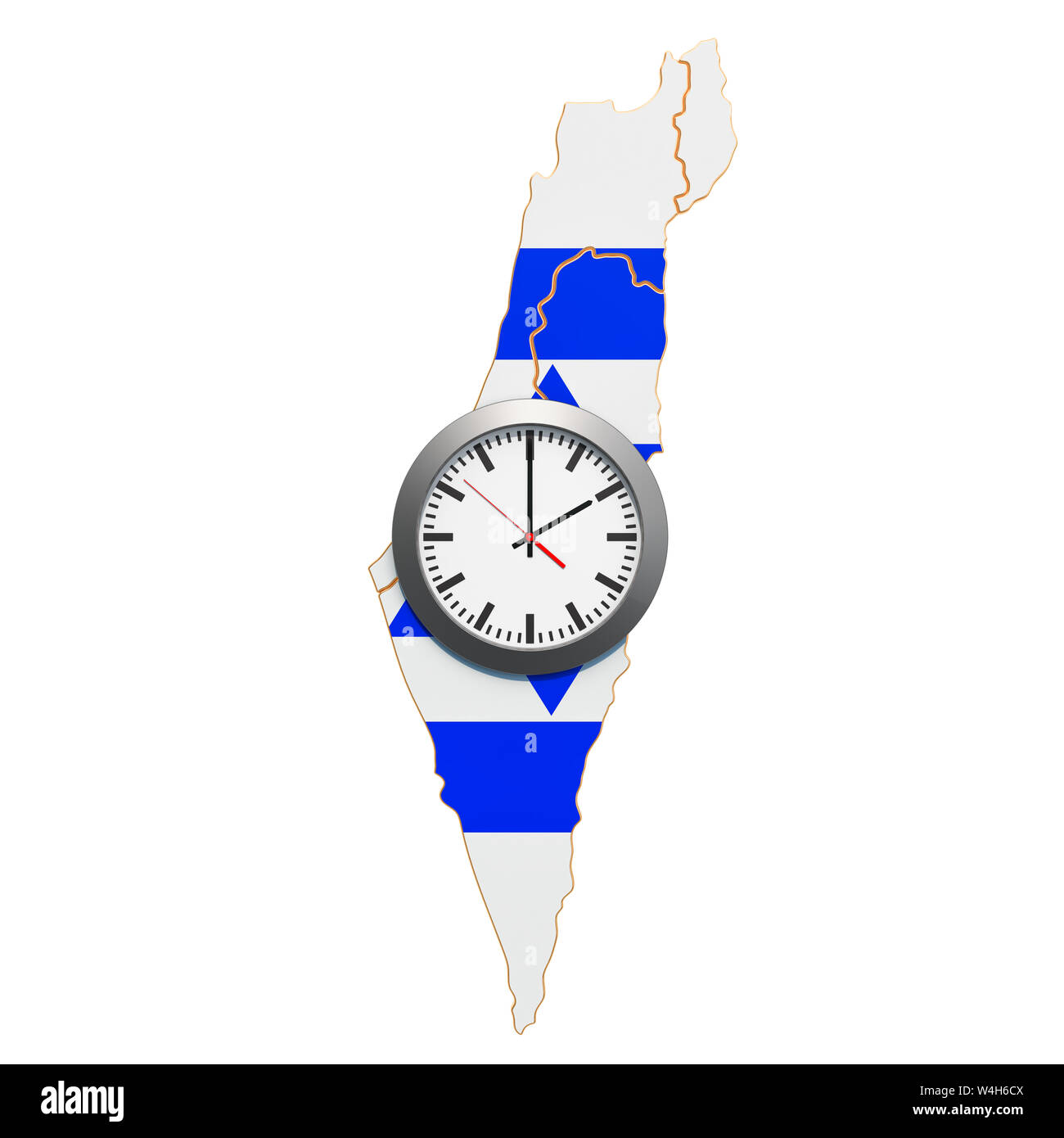 Time Zones in Israel concept. 3D rendering isolated on white background ...