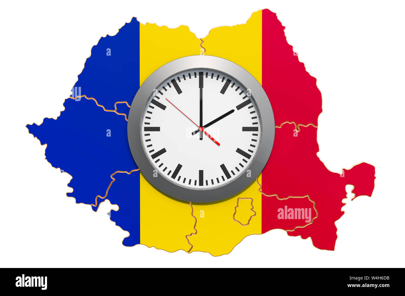 Time Zones In Romania Concept 3D Rendering Isolated On White Time Zones In Romania Concept 3D Rendering Isolated On White