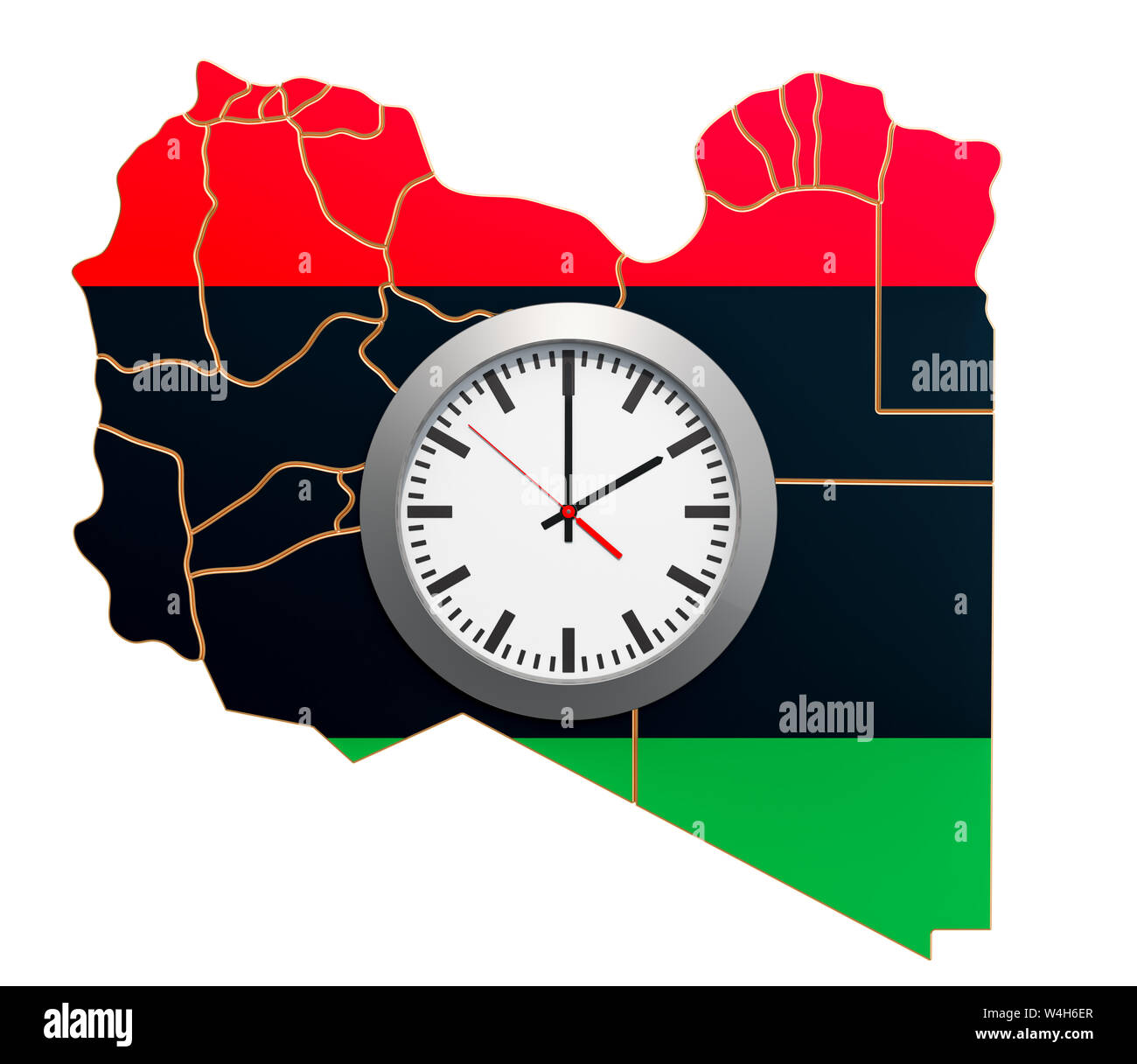 Time Zones in Libya concept. 3D rendering isolated on white background ...