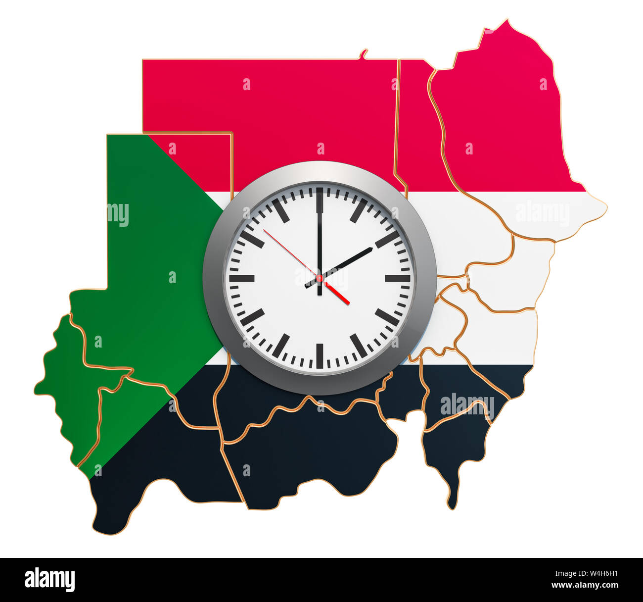 Time Zones in Sudan concept. 3D rendering isolated on white background ...