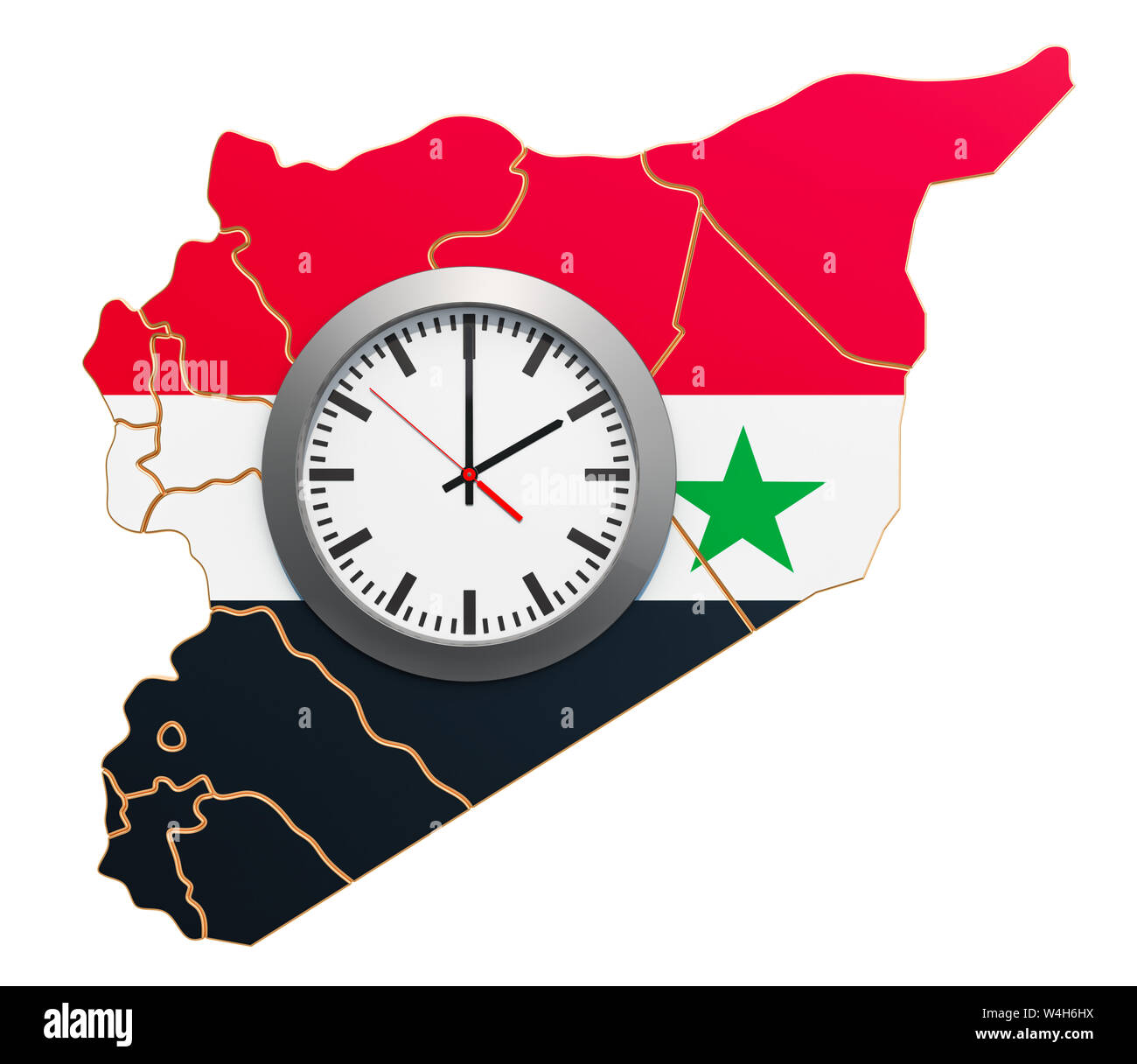 Time Zones in Syria concept. 3D rendering isolated on white background ...