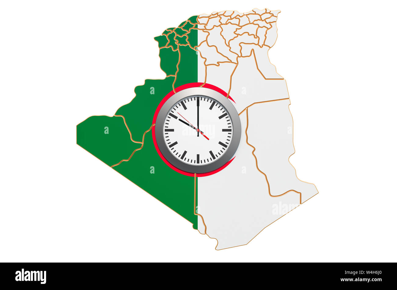 Time Zones in Algeria concept. 3D rendering isolated on white ...