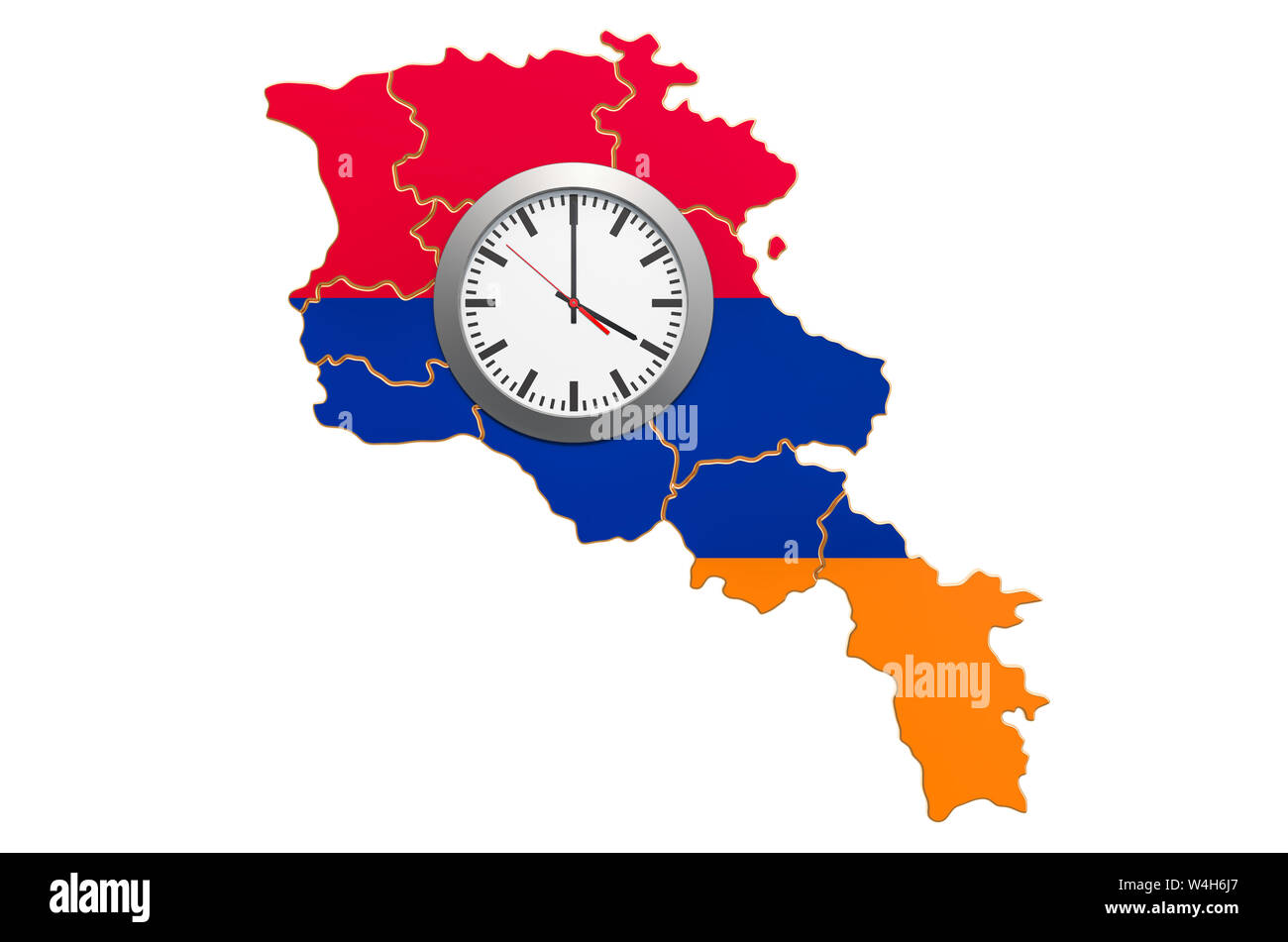 Time Zones in Armenia concept. 3D rendering isolated on white ...