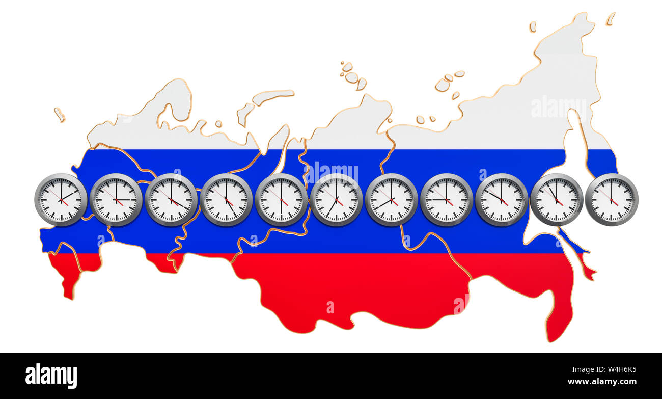 Time Zones in the Russian Federation concept. 3D rendering Stock Photo ...