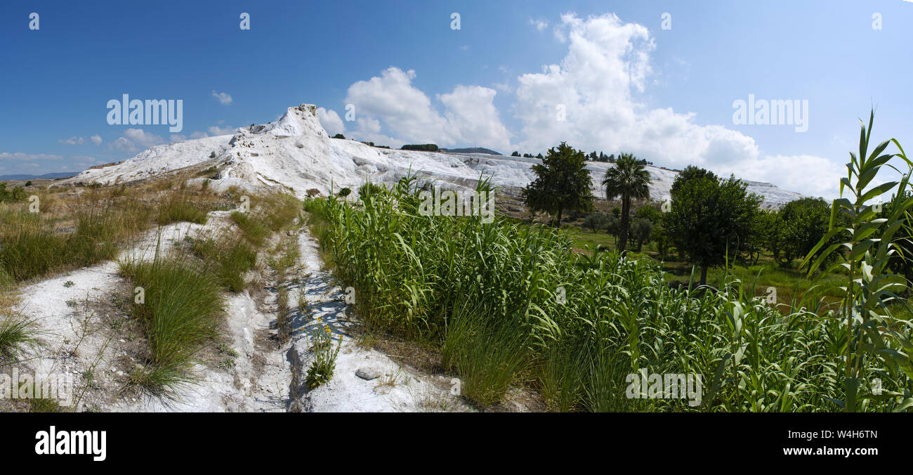 Turkey: panoramic view of travertine terraces at Pamukkale (Cotton ...