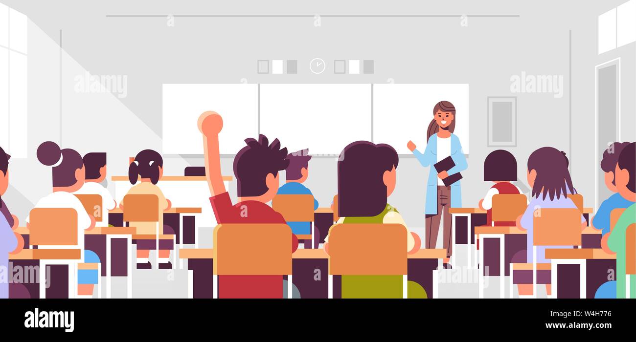 Female university student raising hand Stock Vector Images - Alamy