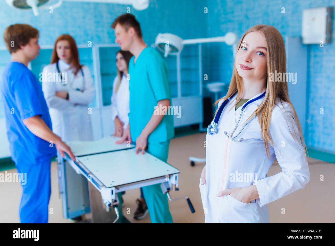Portrait of a doctor intern. Medical students profession staff ...