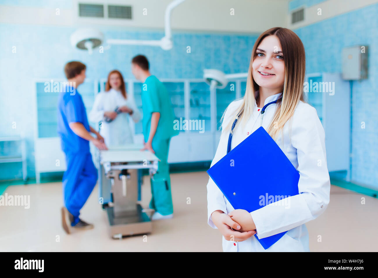 Portrait of a doctor intern. Medical students profession staff ...