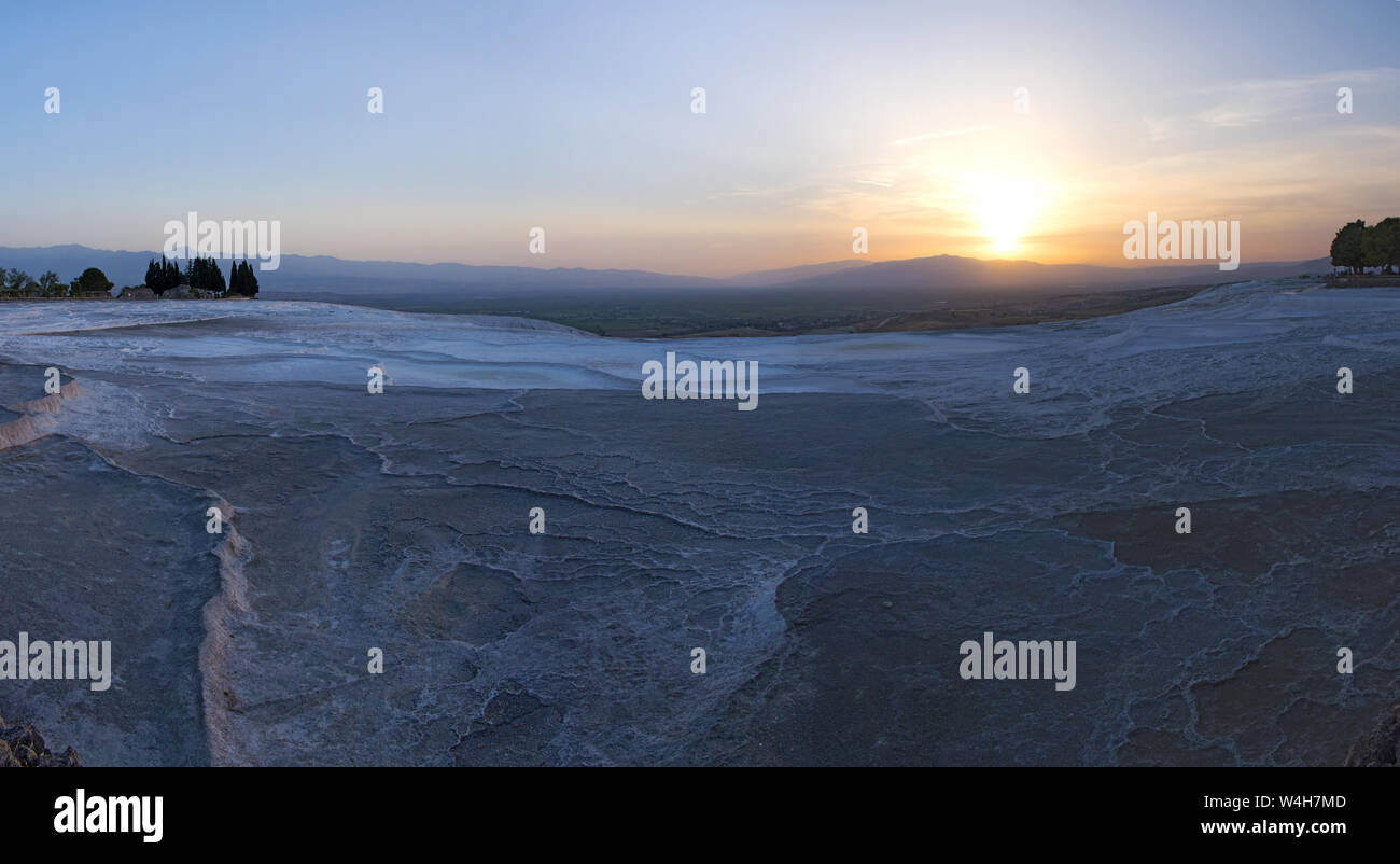Turkey: sunset on the travertine terraces at Pamukkale (Cotton Castle ...