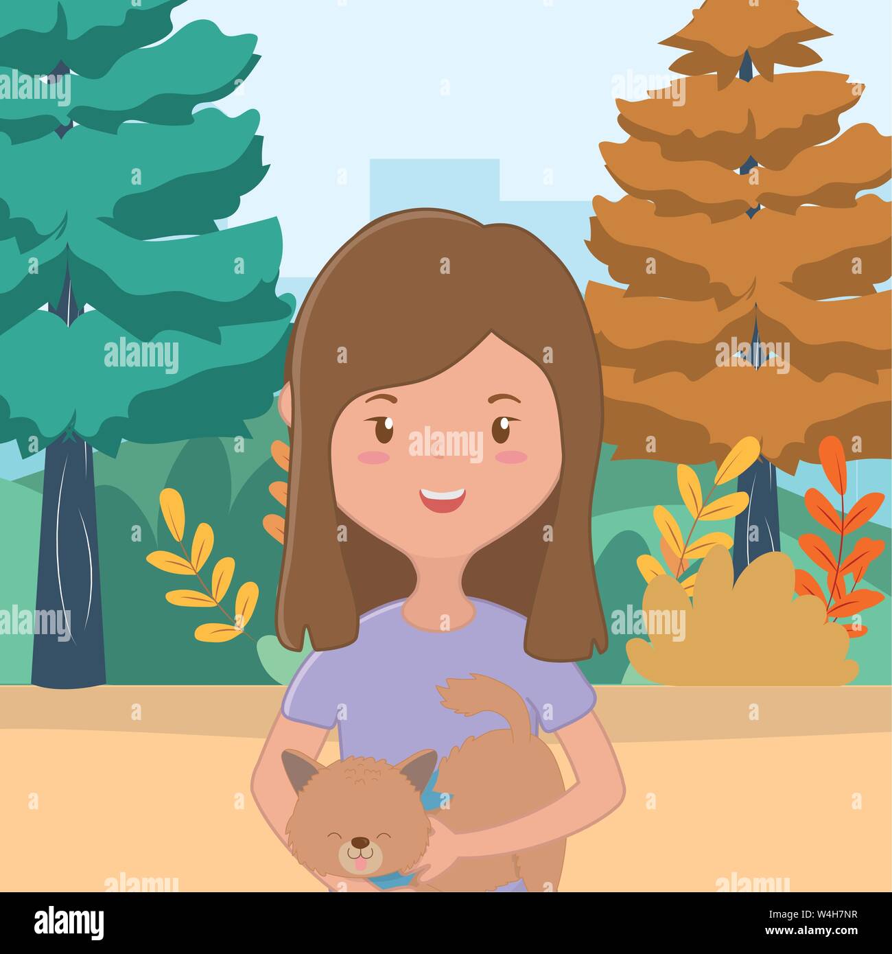 Girl with cat cartoon design, Mascot pet animal domestic cute life ...