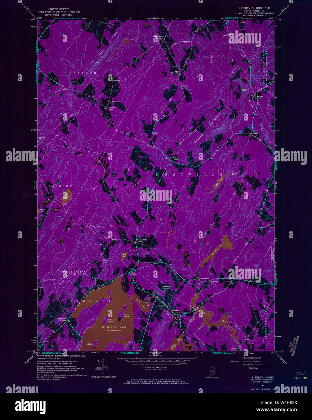 Maine USGS Historical Map Liberty 806843 1961 24000 Inversion ...