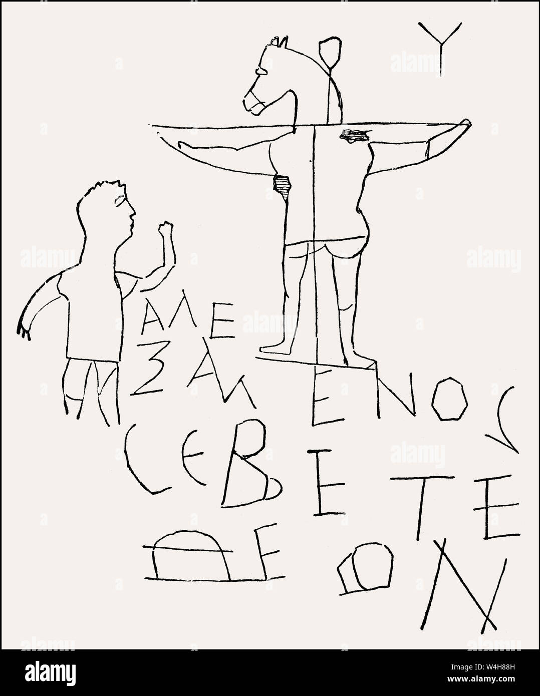 The Alexamenos graffito, Roman graffiti scratched in a wall, ancient ...