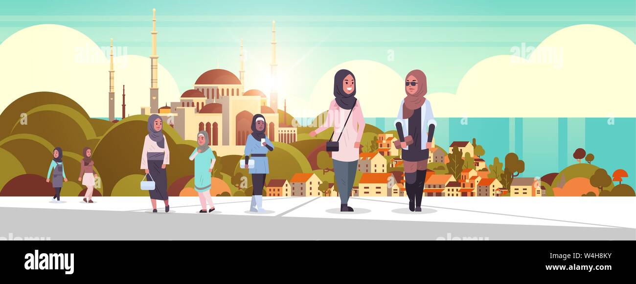 arabic people walking outdoor arab women wearing traditional clothes ...