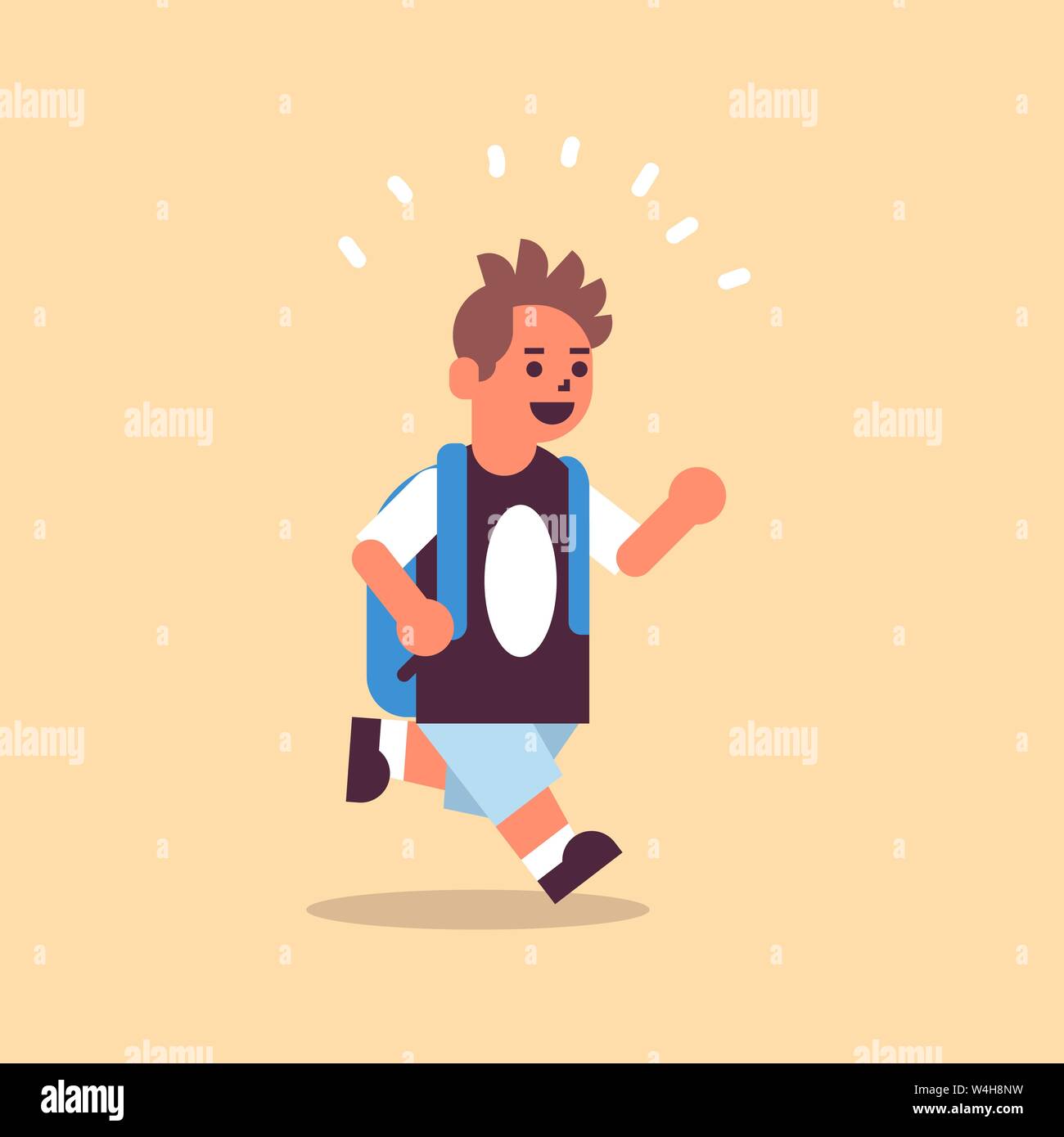 schoolboy with backpack running back to school education concept male ...