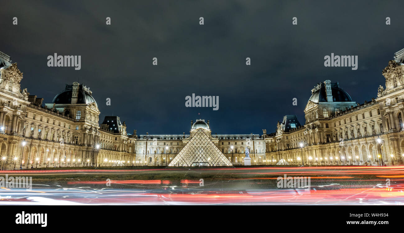 Landscape of the Louvre museum at night, Paris, France Stock Photo - Alamy