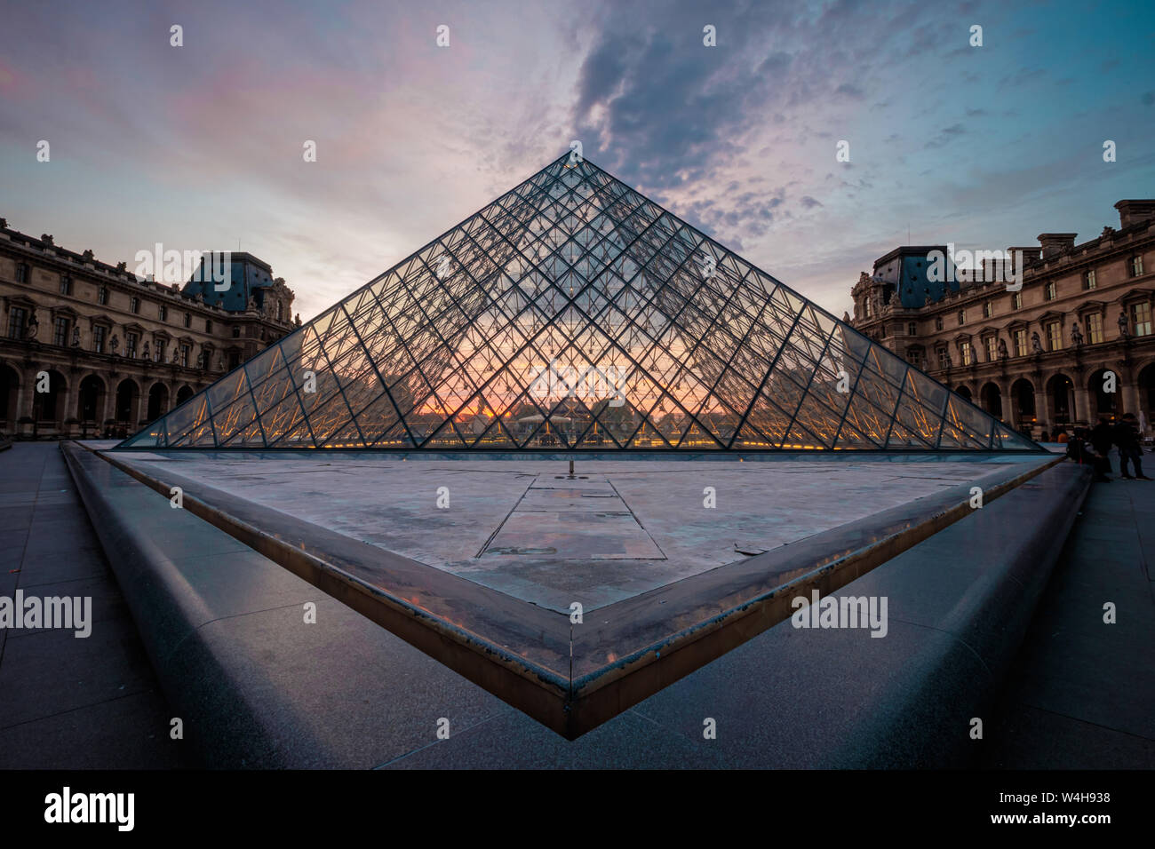 Landscape of the Louvre museum at the sunset, Paris, France Stock Photo ...