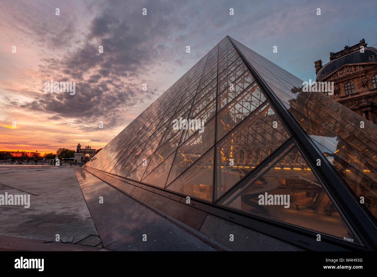 Landscape of the Louvre museum at the sunset, Paris, France Stock Photo ...