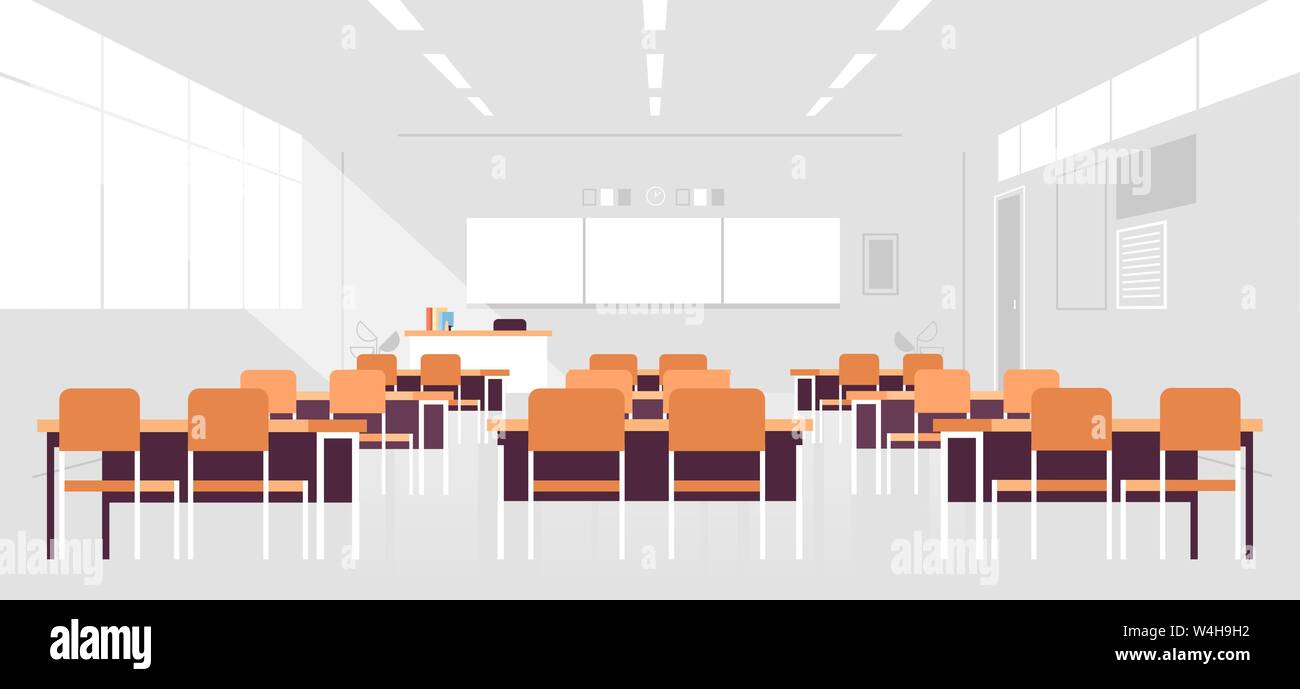modern classroom interior empty no people school class room with board ...