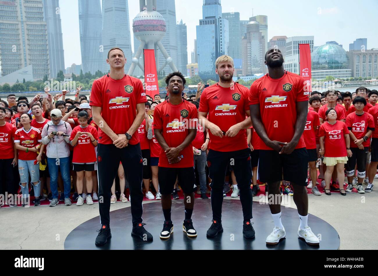 (From left) Serbian football player Nemanja Matic, Angel Gomes, Luke ...