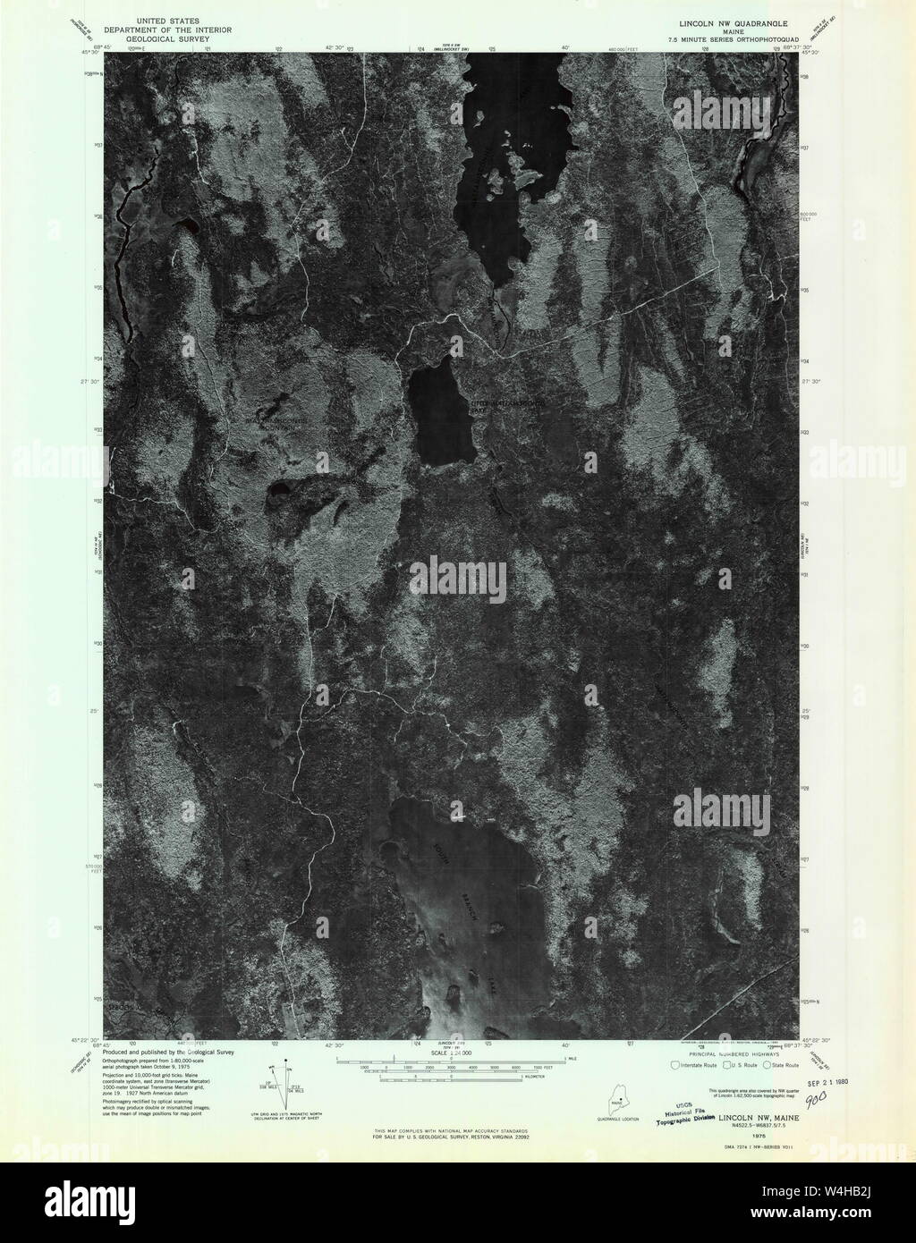 Maine USGS Historical Map Lincoln NW 806852 1975 24000 Restoration ...