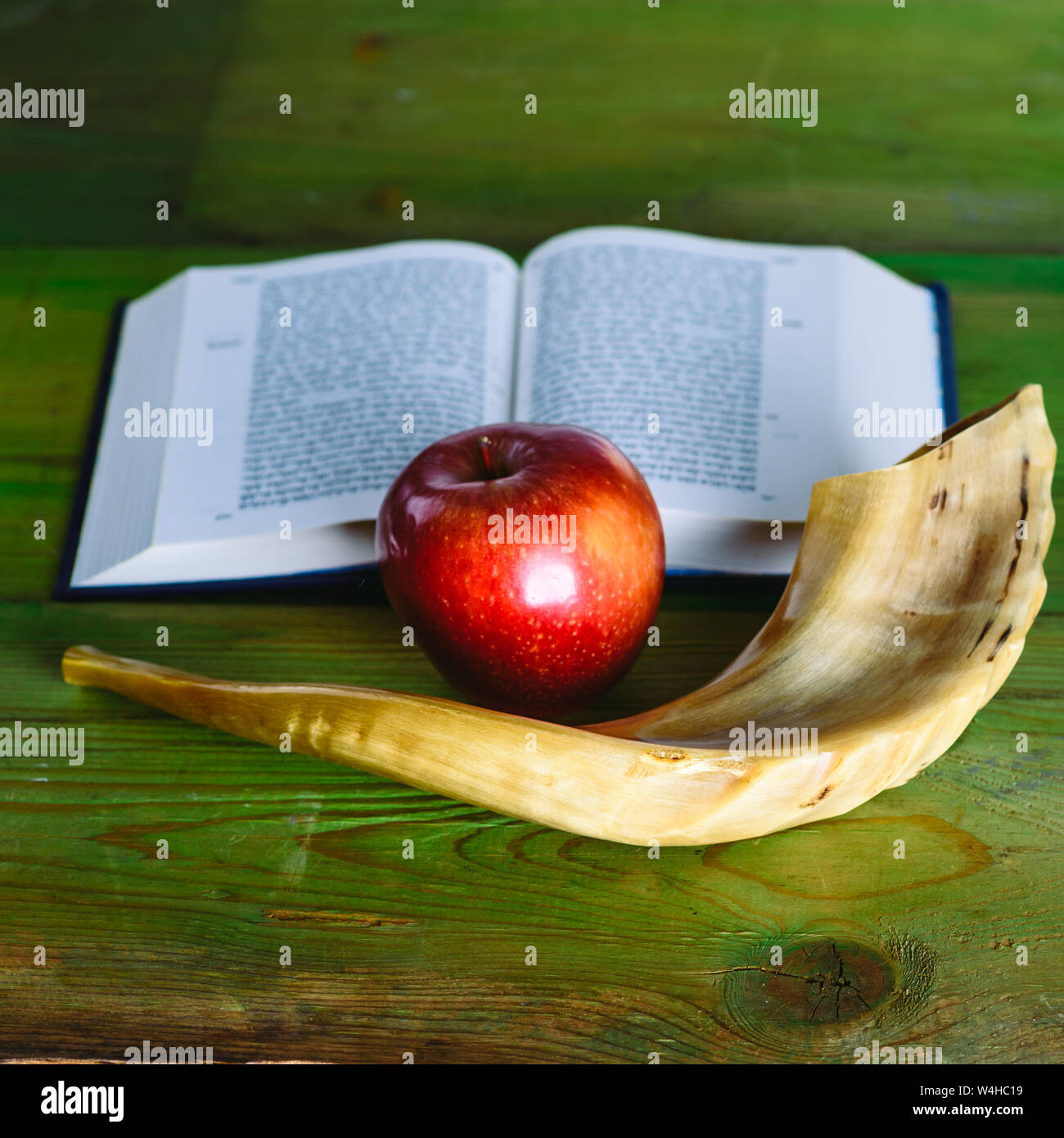 Rosh Ha Shana - Jewish new year composition of an red apple, Torah and ...