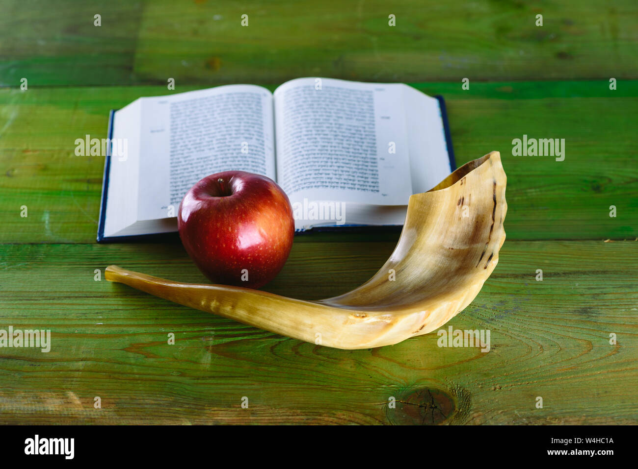 Rosh Ha Shana - Jewish new year composition of an red apple, Torah and ...